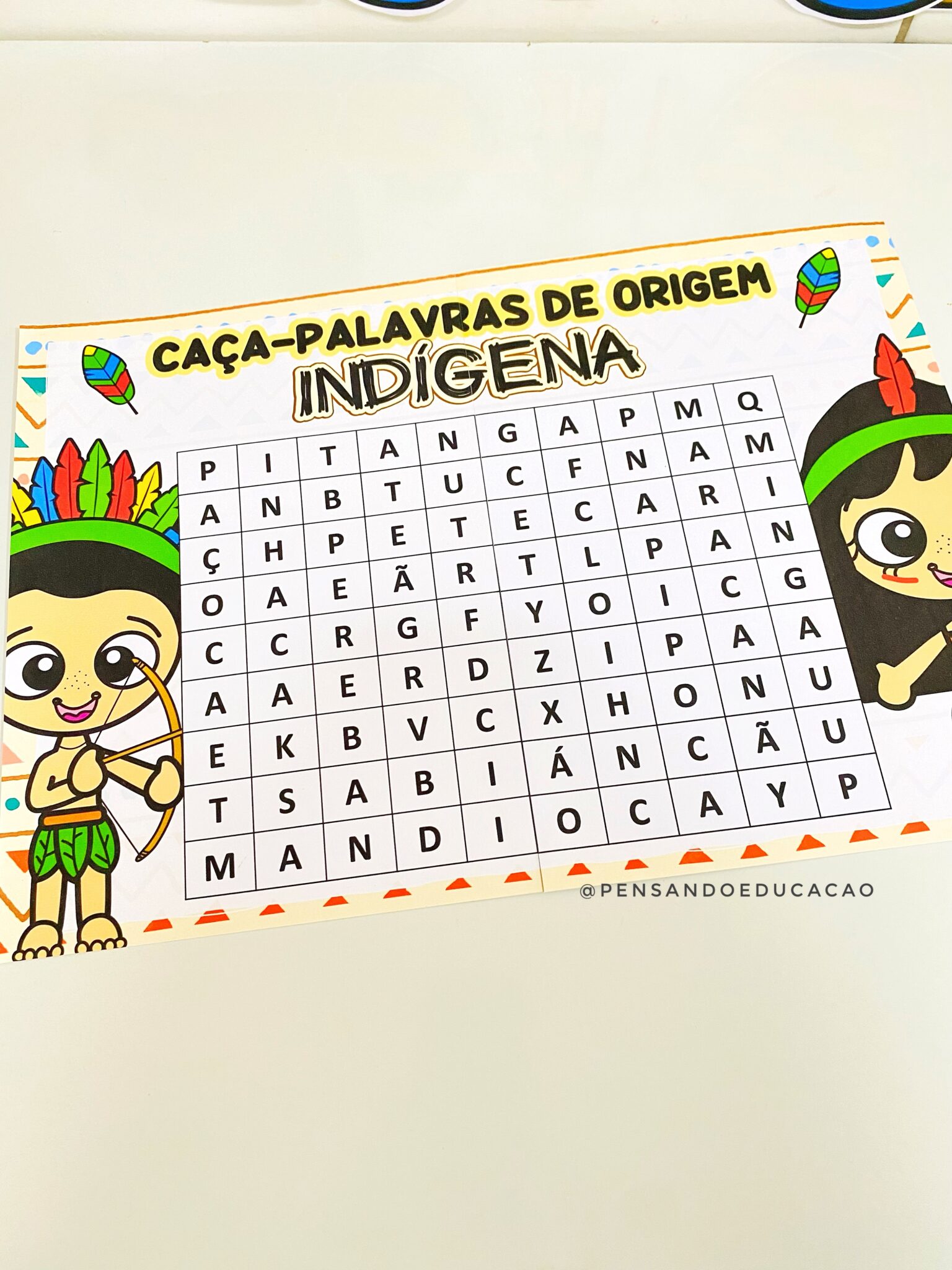 Caça-palavras de origem indígena – Pensando Educação – Por Leticia